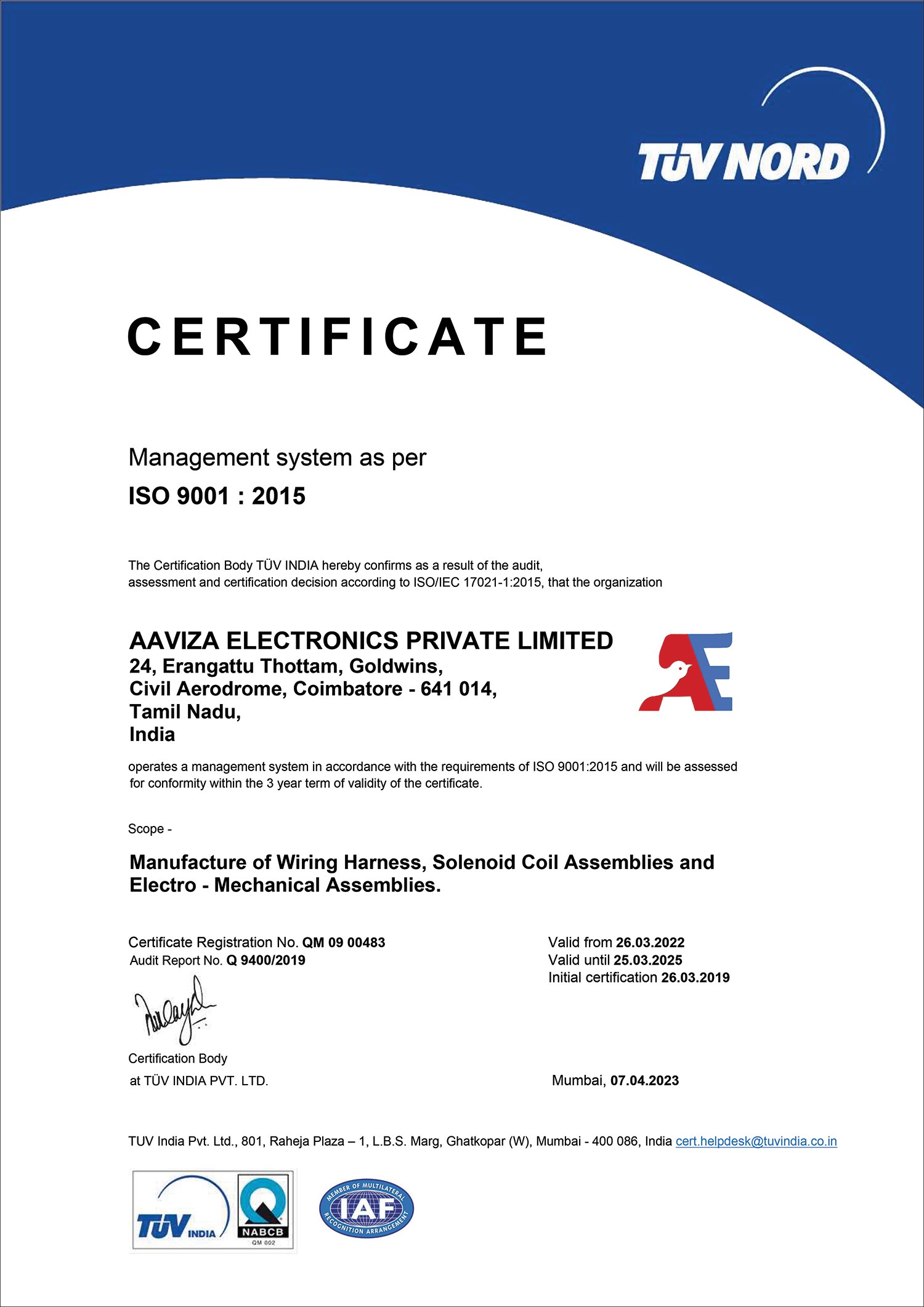 Certificates & Awards – Aaviza Electronics
